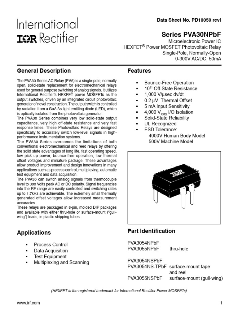 Infineon PVA3055N DataSheet v01 - 00 EN | PDF | Relay | Rectifier
