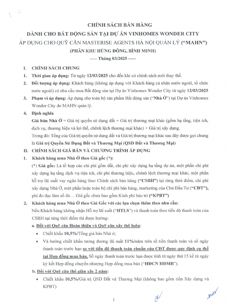 Chính sách bán hàng Vinhomes Đan Phượng | PDF