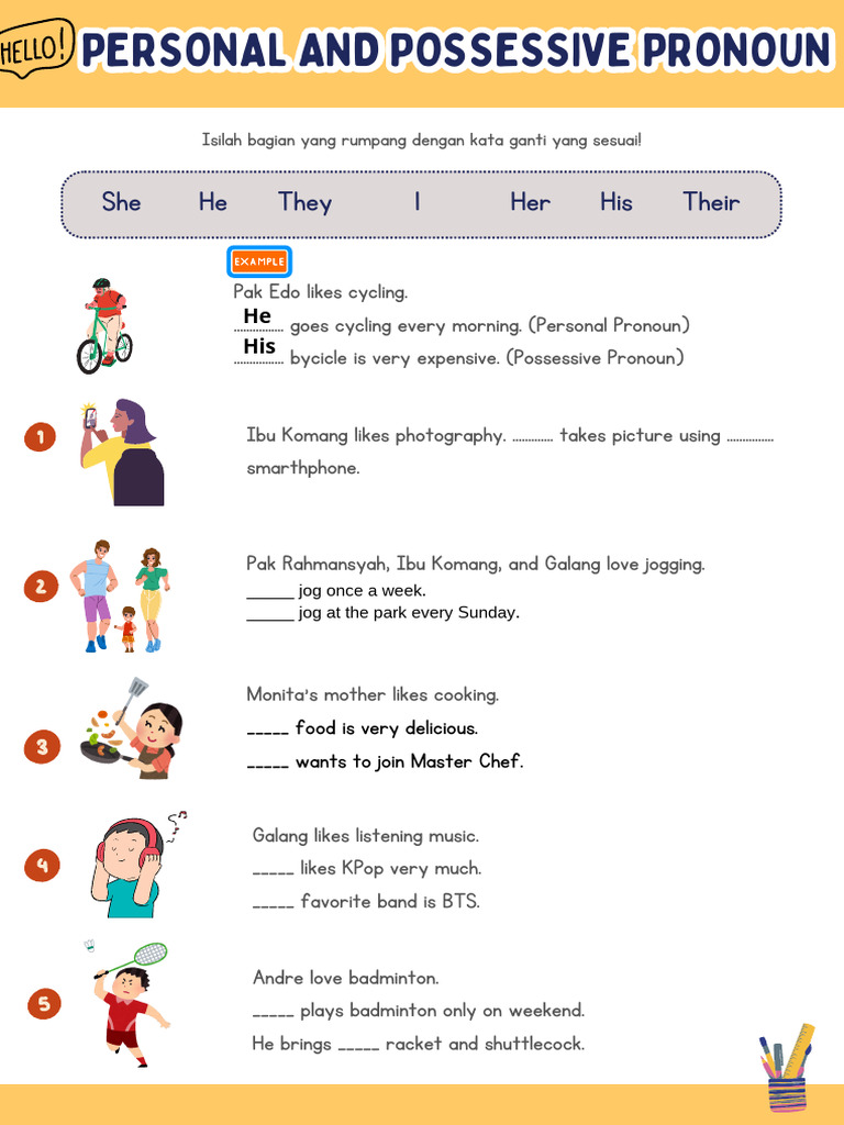 Lembar Kerja Kata Ganti Subjek Subject Pronoun Kuning Biru Pdf Pdf
