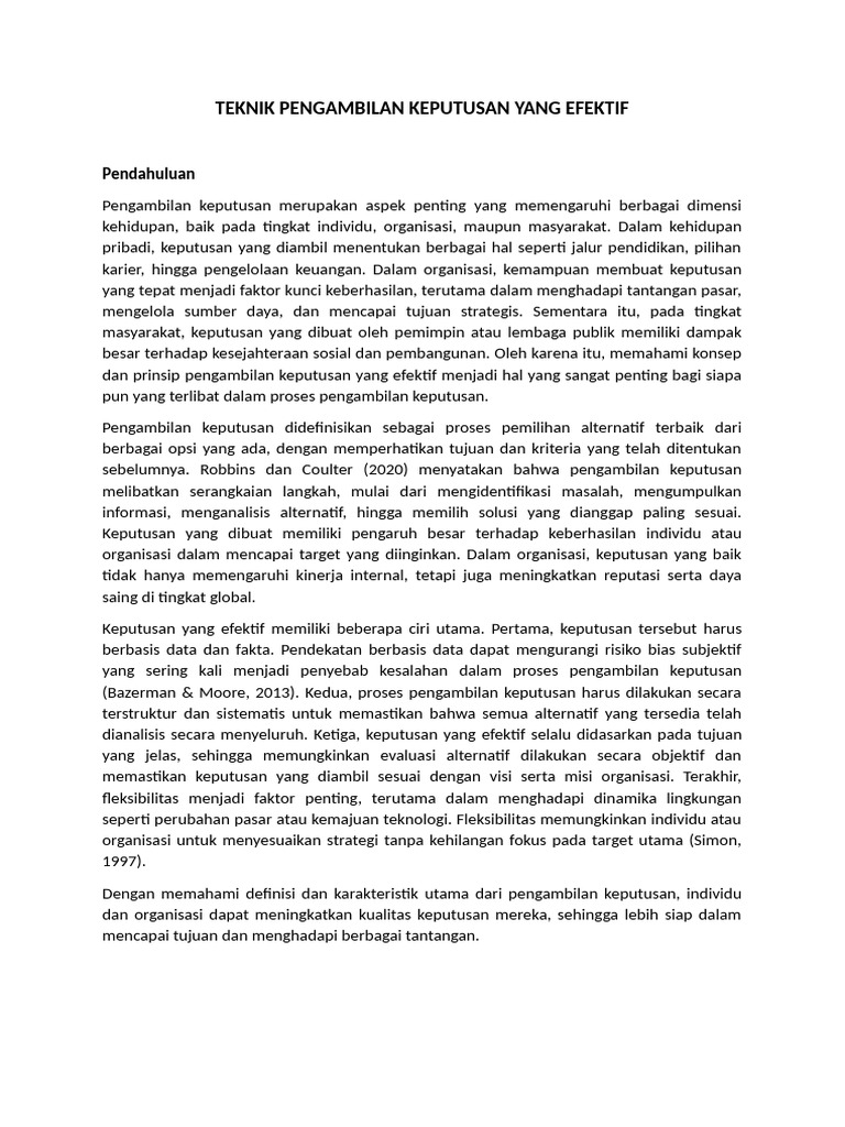 Teknik Pengambilan Keputusan Efektif | PDF