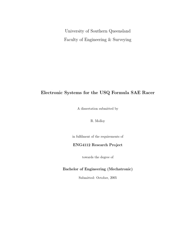USQ Formula SAE Racer Electronic Systems | PDF | Fuel Injection | Anti ...