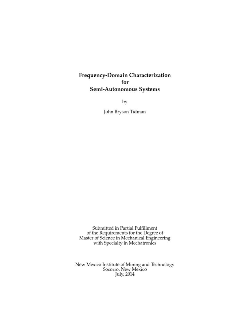 Frequency Domain Characterization For Semi Autonomous Systems | PDF