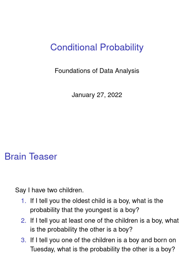 L03 ConditionalProbability Slides | PDF | Odds | Probability