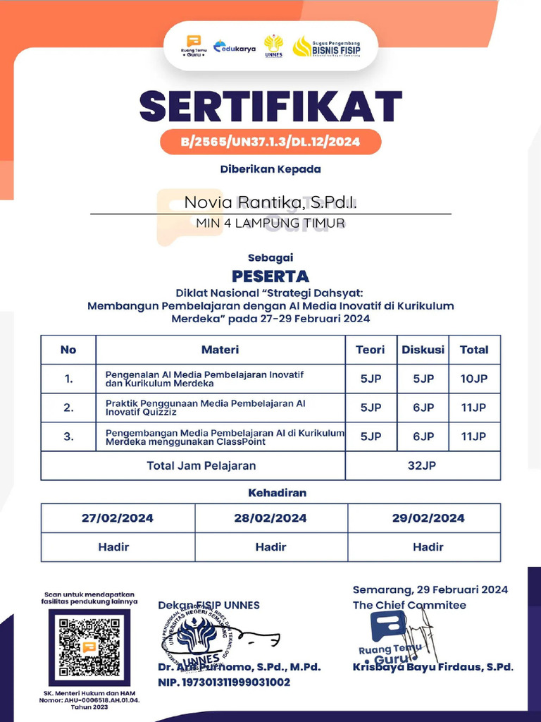 Novia Rantika, S.Pd.I. - SERTIFKAT 2 PEMBELAJARAN AI | PDF