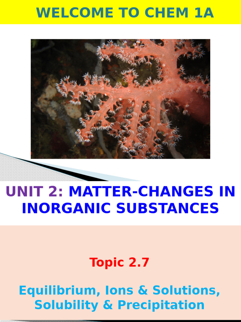 Topic2.7 Equilibrium, Ions, Solutions, Solubility | PDF | Chemical Equilibrium | Salt (Chemistry)