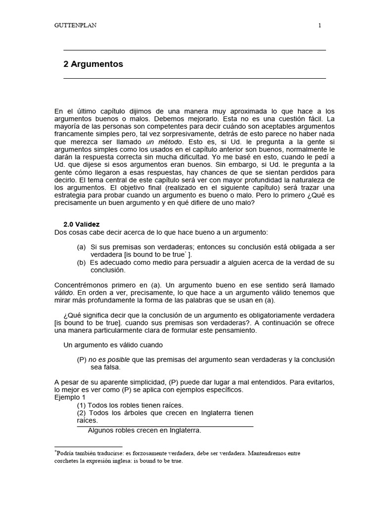Guttenplan - Capítulo 2 - Validez | PDF | Argumento | Razón