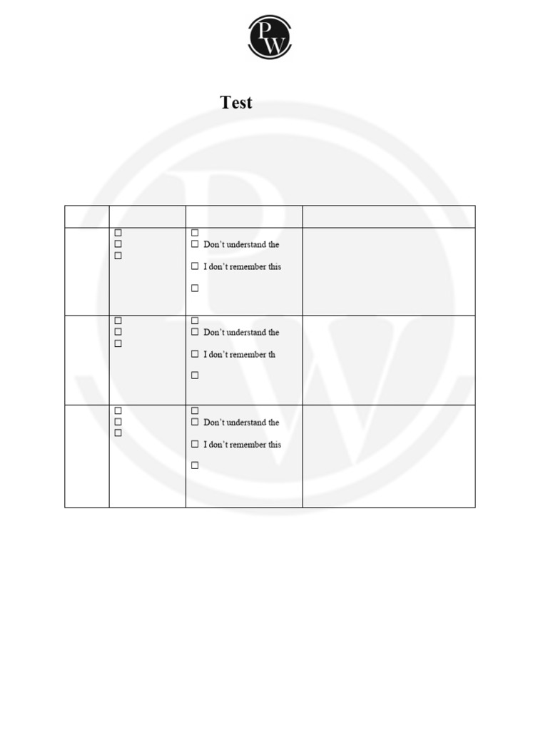 PW Test Analysis Form | PDF | Cognition | Cognitive Science