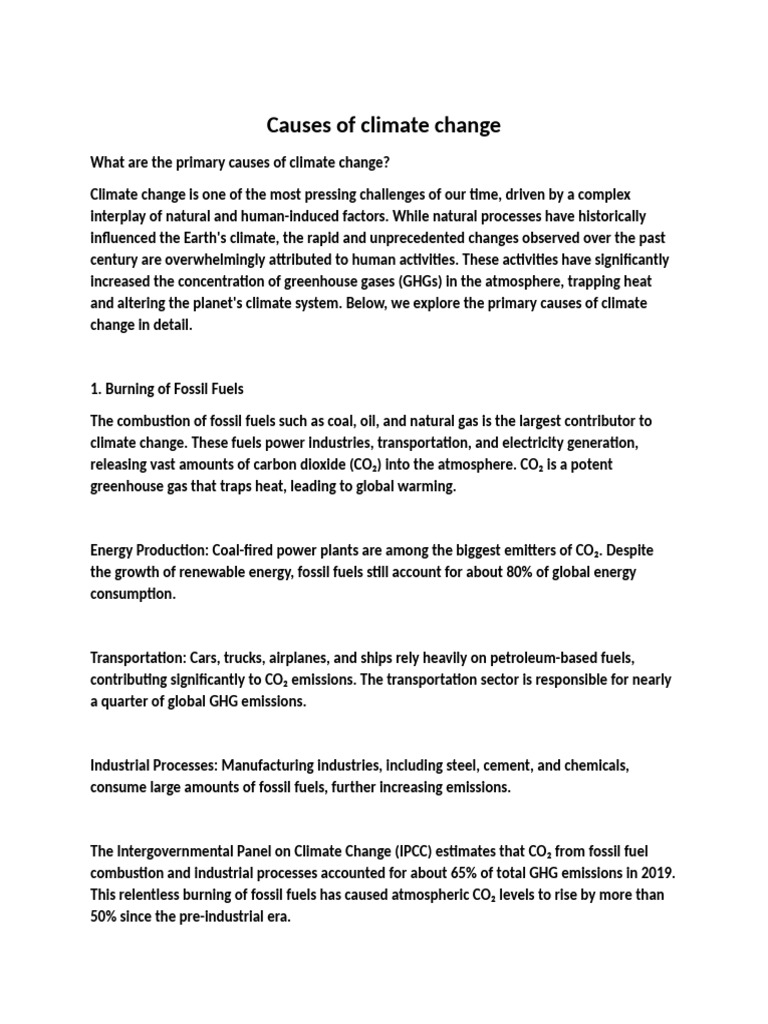 Key Causes of Climate Change Explained | PDF | Climate Change ...