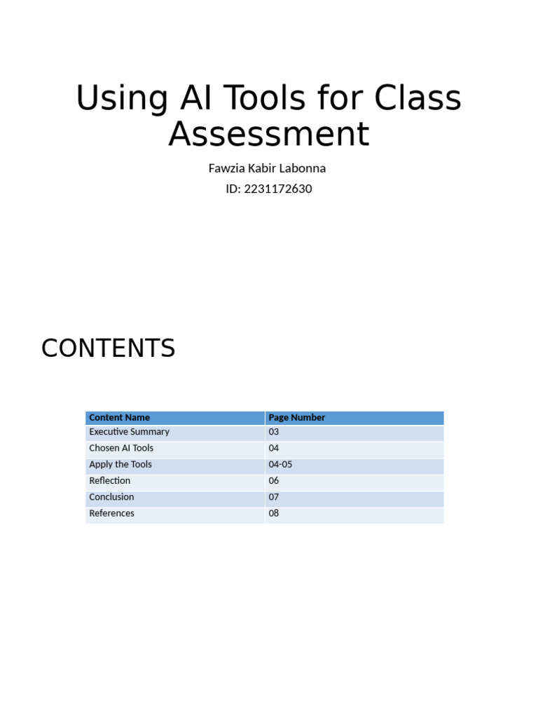 Ai Tools For Class Assessment Guide Pdf