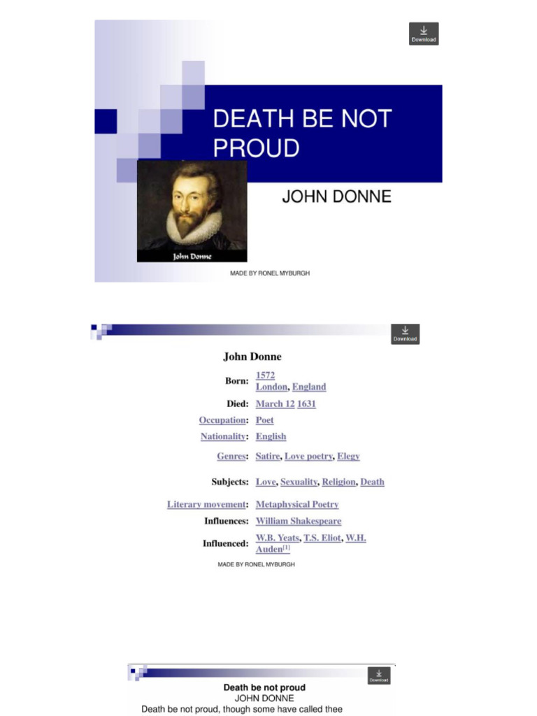 Death Be Not Proud - John Donne | PDF