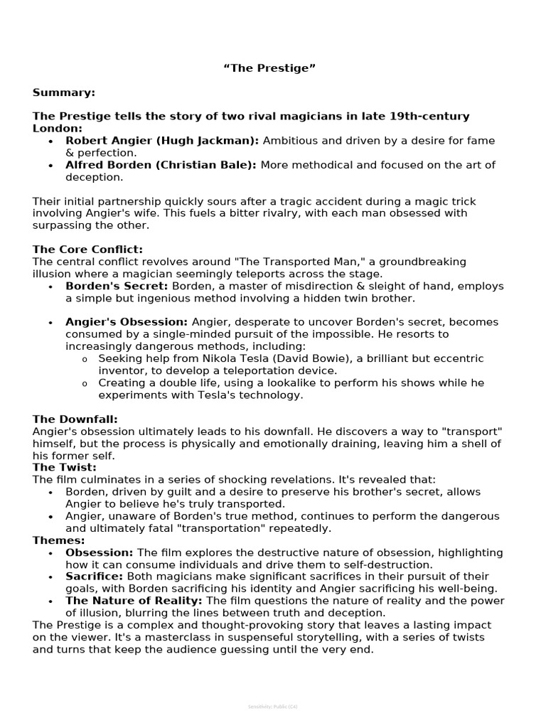 The Prestige | PDF | Perception | Magic (Illusion)