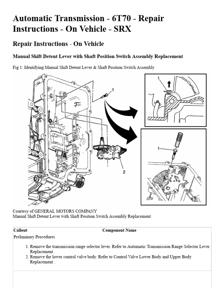 Automatic Transmission - 6T70 - Repair Instructions - On Vehicle ...