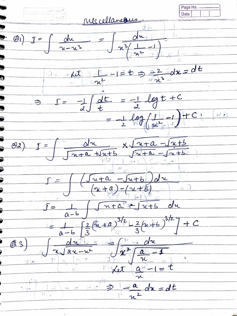 Ncert Integration Miscellaneous Solutions | PDF