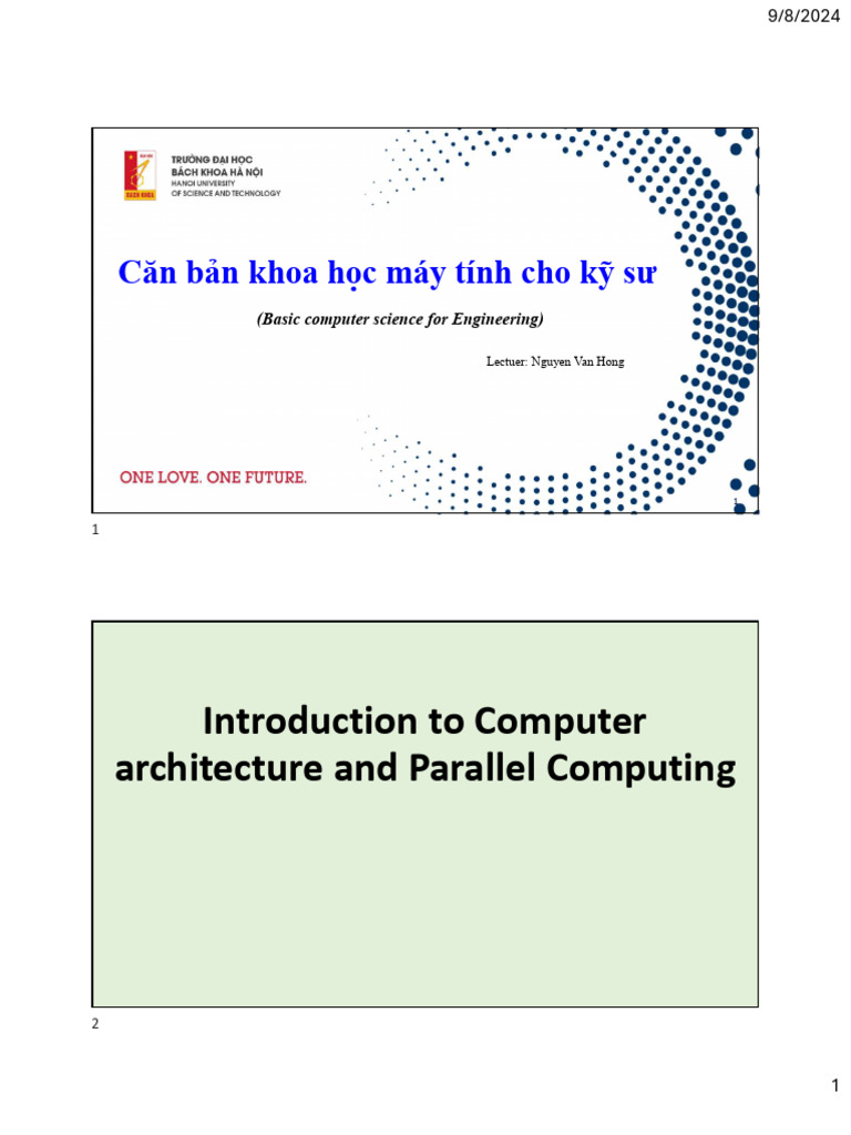 Lecture 2 Computer Architecture Course 2024 1 | PDF | Parallel Computing | Central Processing Unit