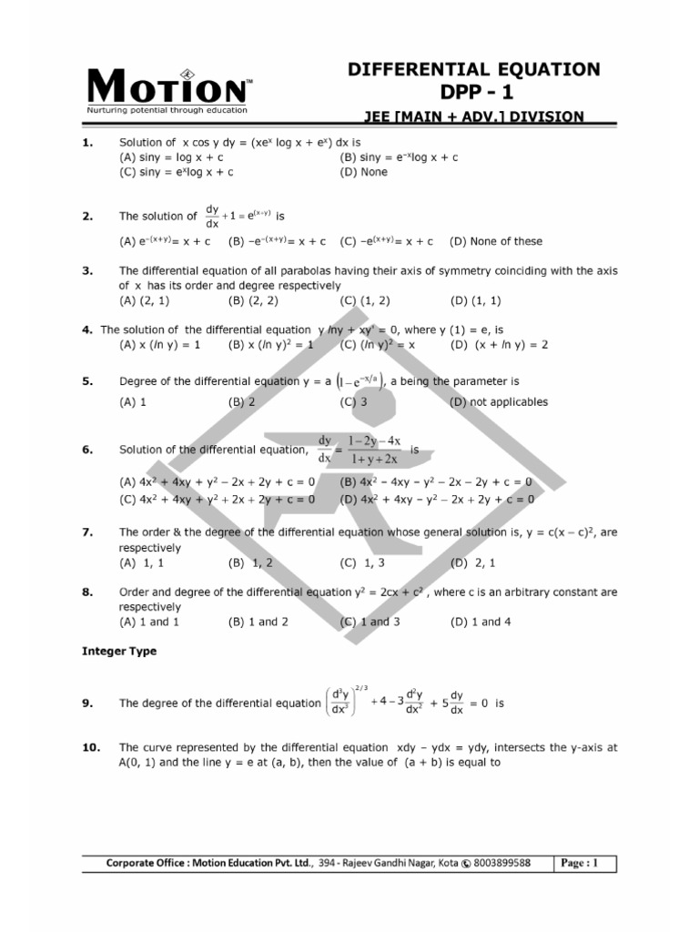 Differential Equation DPP | PDF