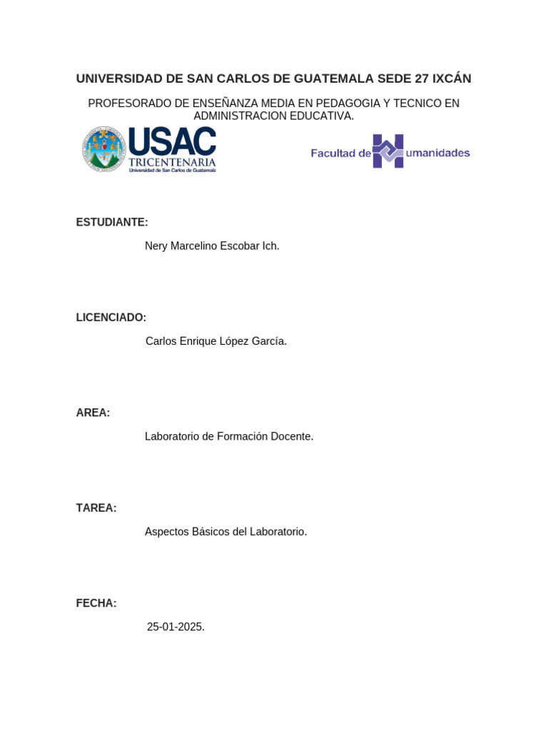 Aspectos Basicos Del Laboratorio Usac Nery 2025 | PDF | Aprendiendo ...