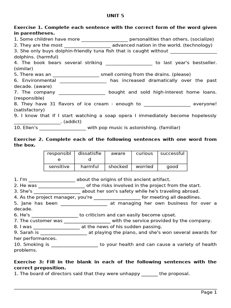 Vocabulary and Grammar Exercises Unit 5 | PDF | Wright Brothers | Airplane