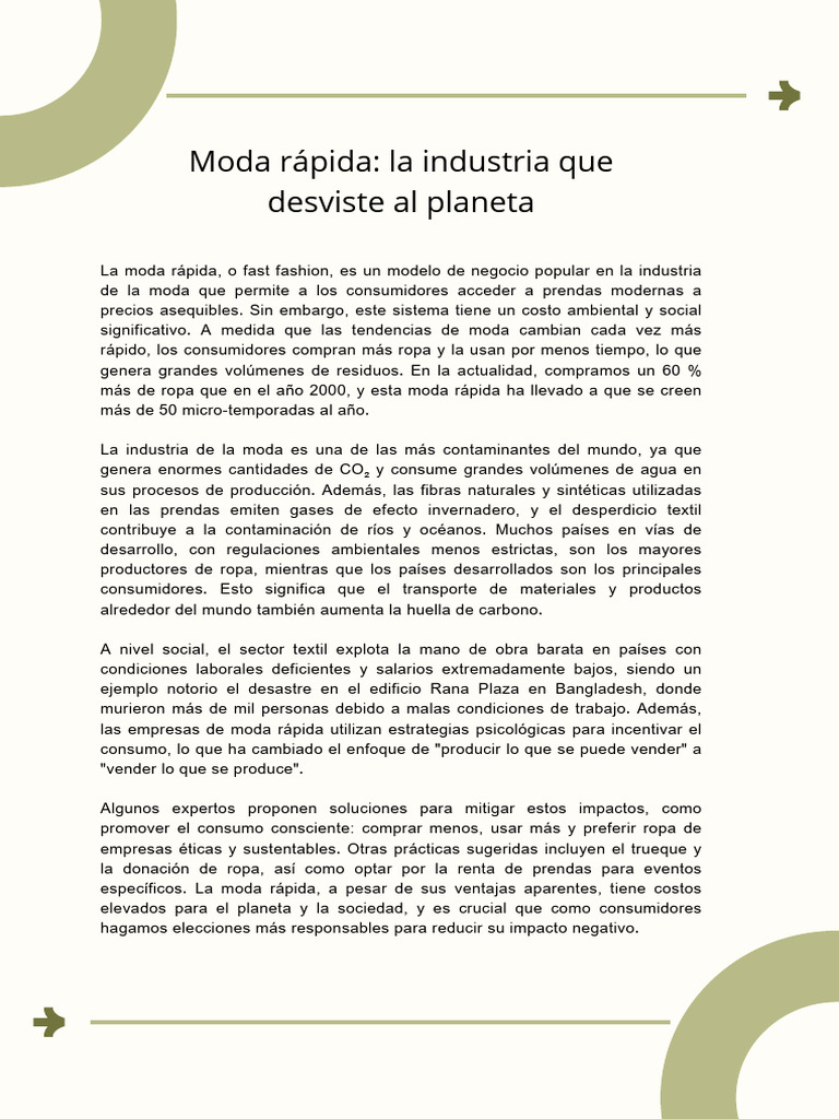 Impacto de la Moda Rápida en el Planeta | PDF | Economias