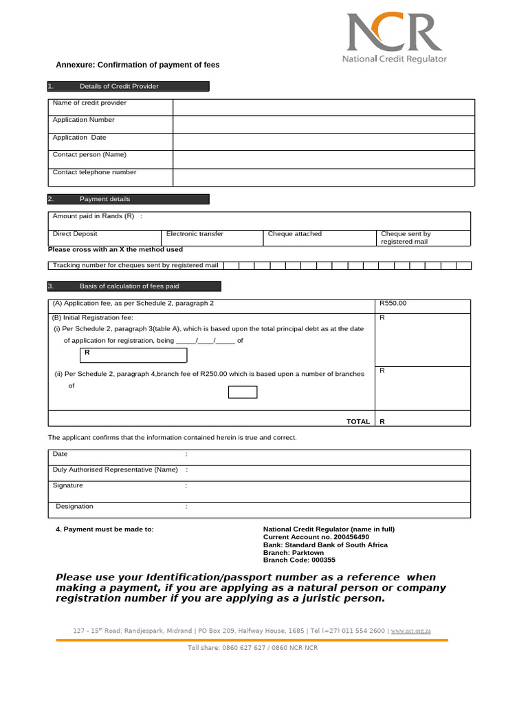 Payment Confirmation for NCR Fees | PDF | Payments | Cheque