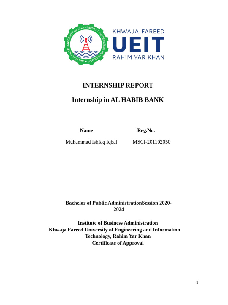 Hbl internship report | PDF | Banks | Cheque