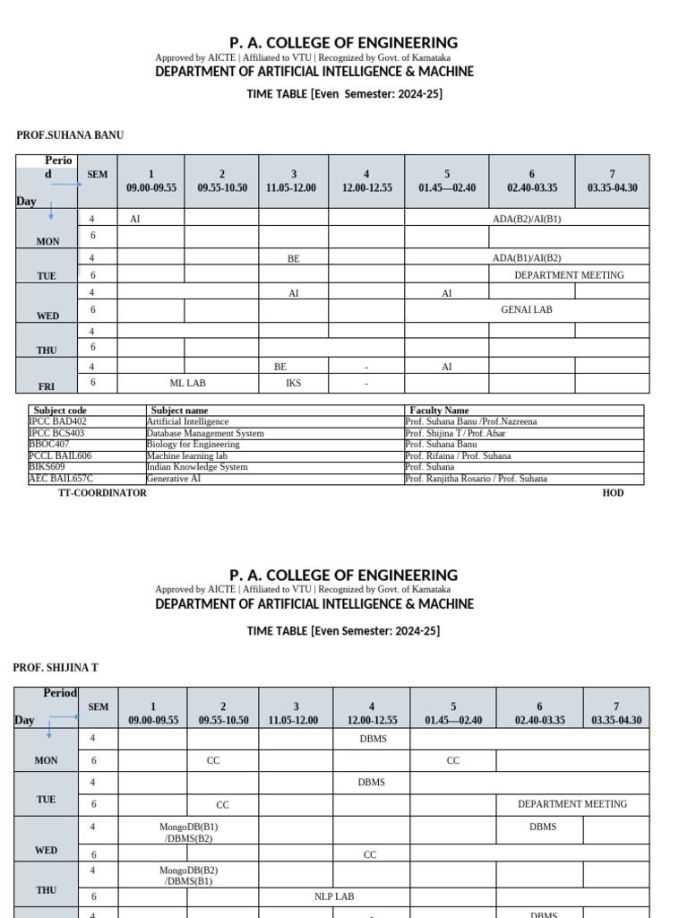 personal TIMETABLE 2024-25 | PDF | Computer Programming | Computational Science