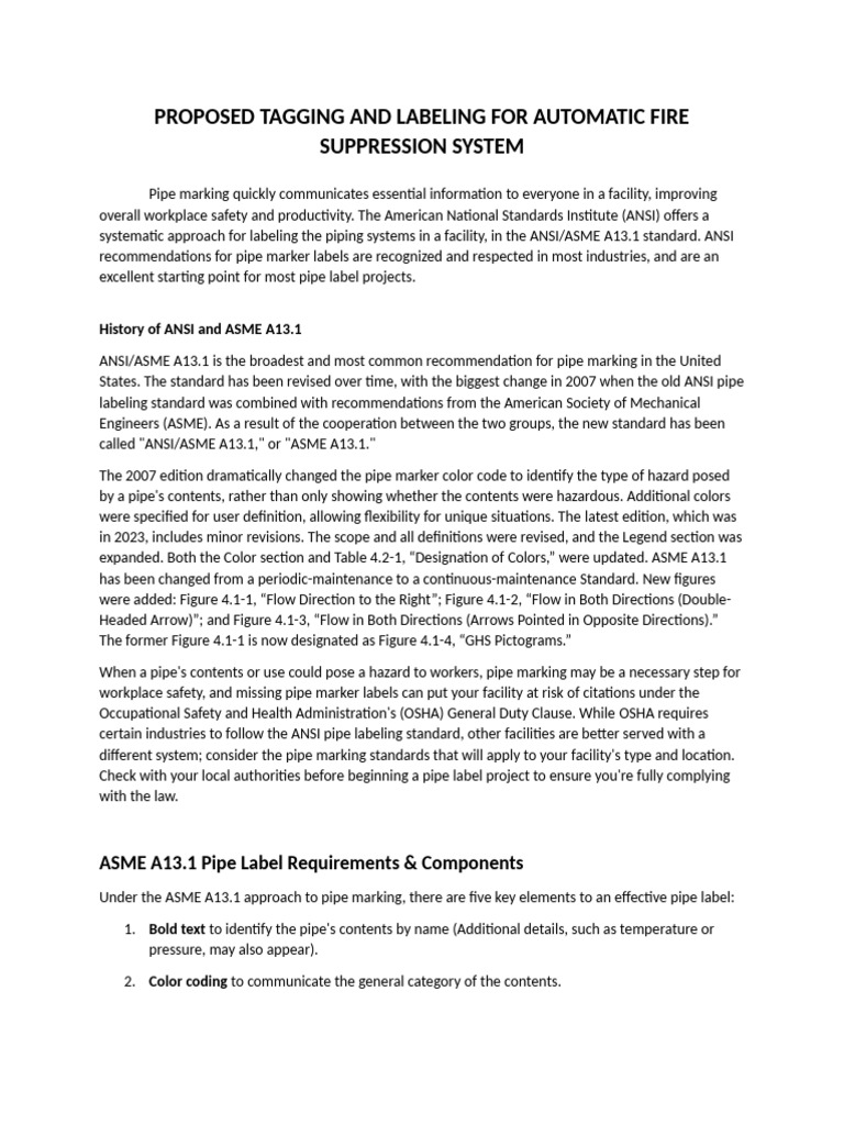 PROPOSED TAGGING AND LABELING FOR AUTOMATIC FIRE SUPPRESSION SYSTEM ... PROPOSED TAGGING AND LABELING FOR AUTOMATIC FIRE SUPPRESSION SYSTEM ...