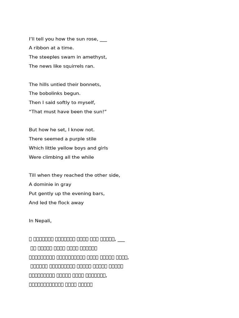 Sunrise Poetry and Reflection | PDF | Poetry | Sunset