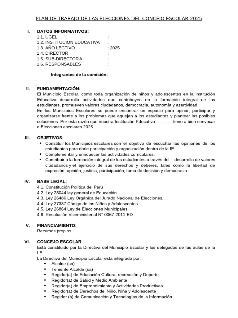 Municipio Escolar-Plan de Trab. 2025 | PDF | Elecciones | Votación
