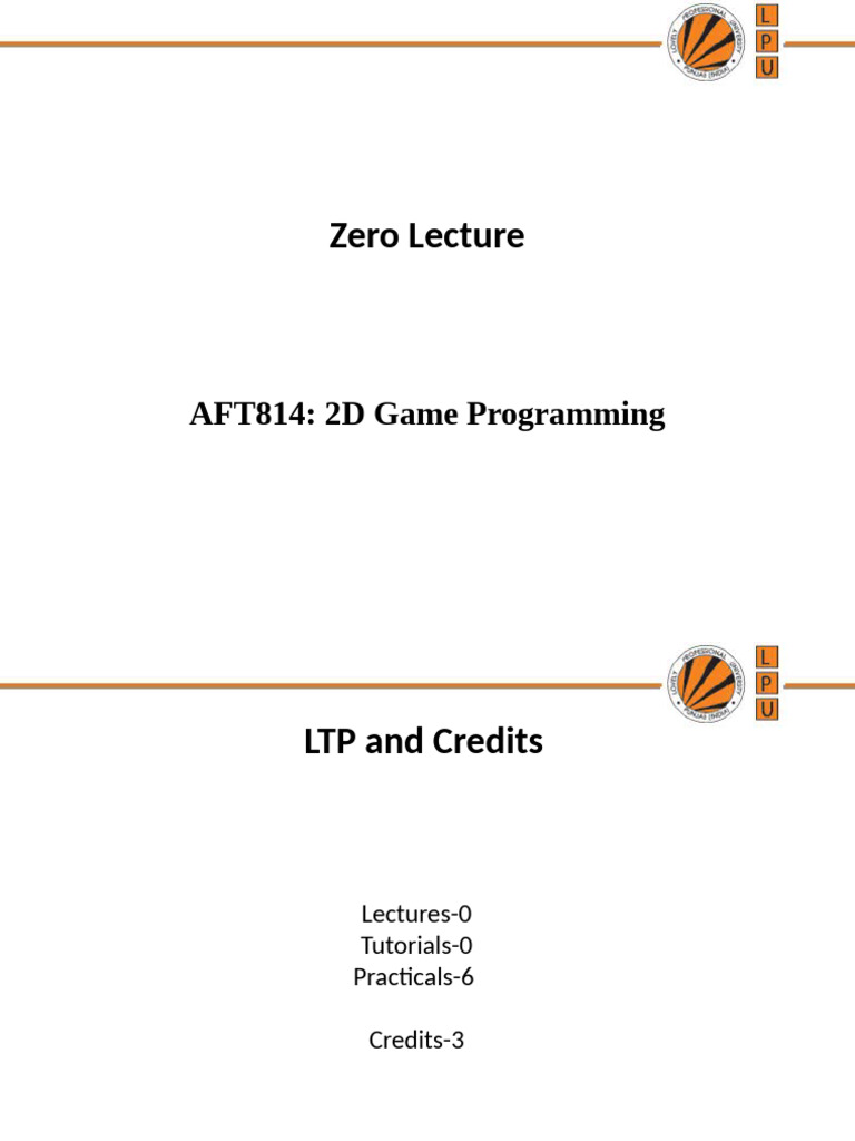 Zero Lecture-AFT814 2D Game Programming | PDF