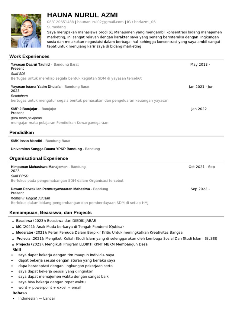 Hauna Nurul Azmi (CV) | PDF