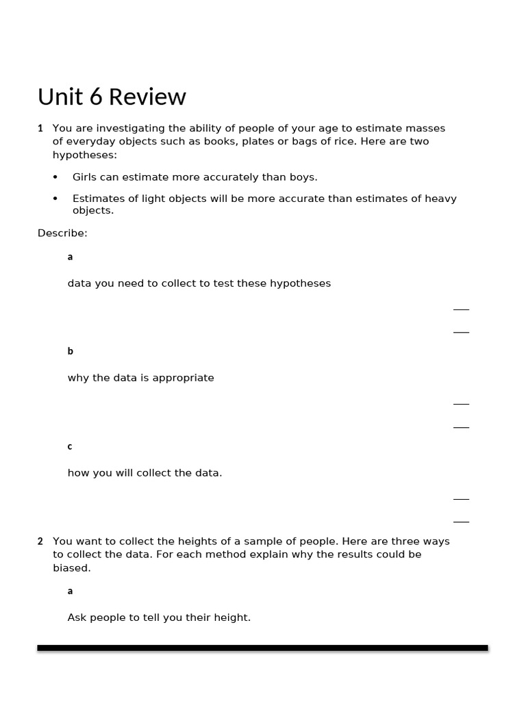 Unit 6 Data Collection Review | PDF
