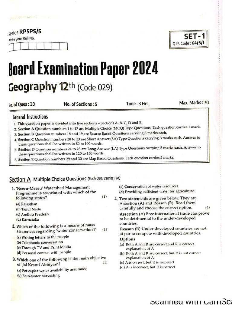 Geography Solved Papers For Practice | PDF