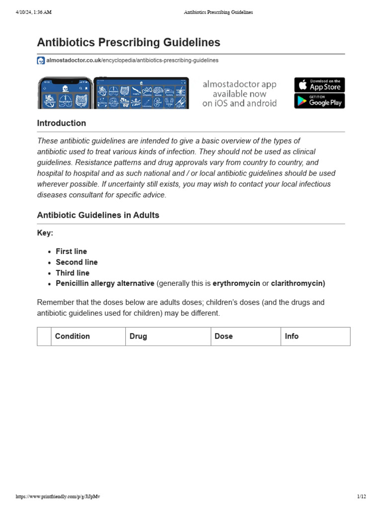 Antibiotics Prescribing Guidelines | PDF | Medical Specialties ...