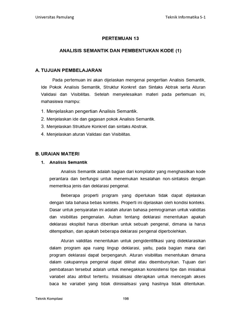 Tpl0412 - 13 - Analisis Semantik Dan Pembentukan Kode | PDF