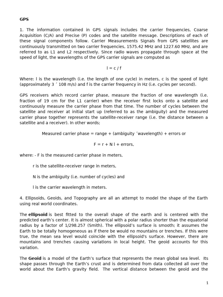 GPS Notes | PDF | Global Positioning System | Sea Level