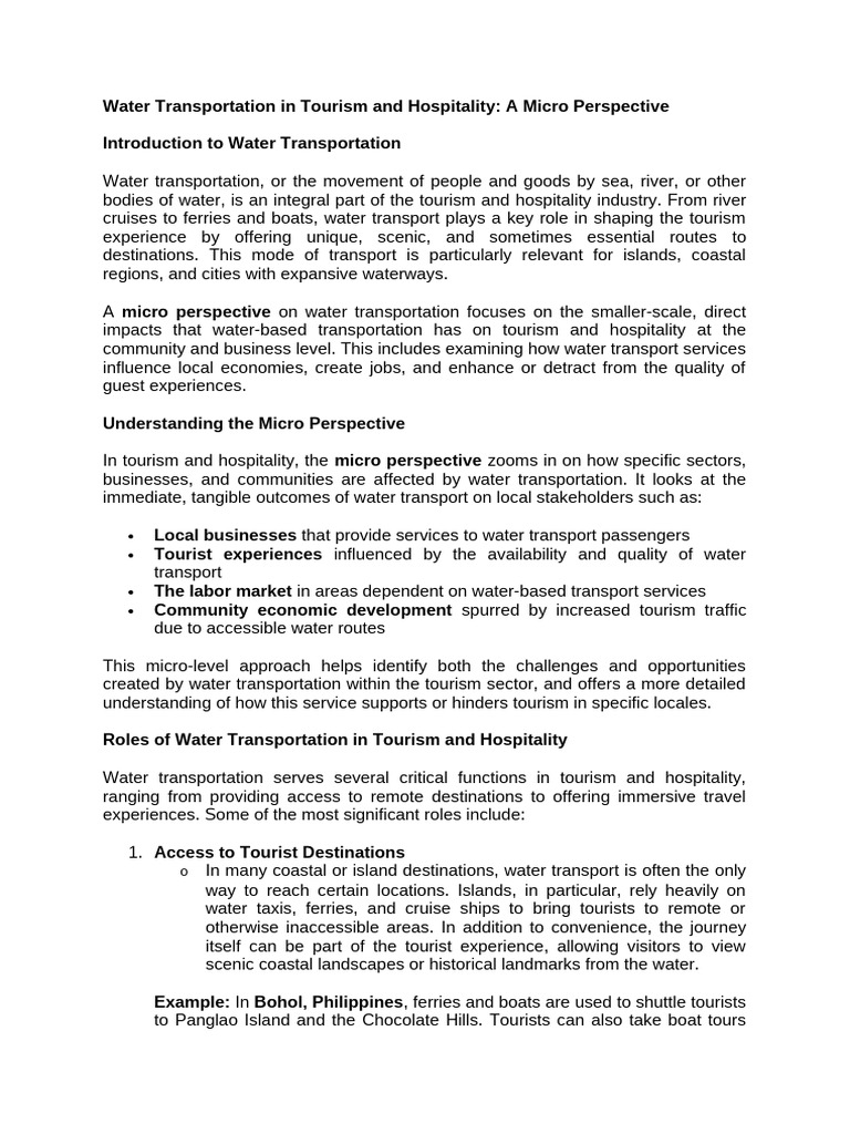 Impact of Water Transport on Tourism | PDF | Cruise Ship | Tourism