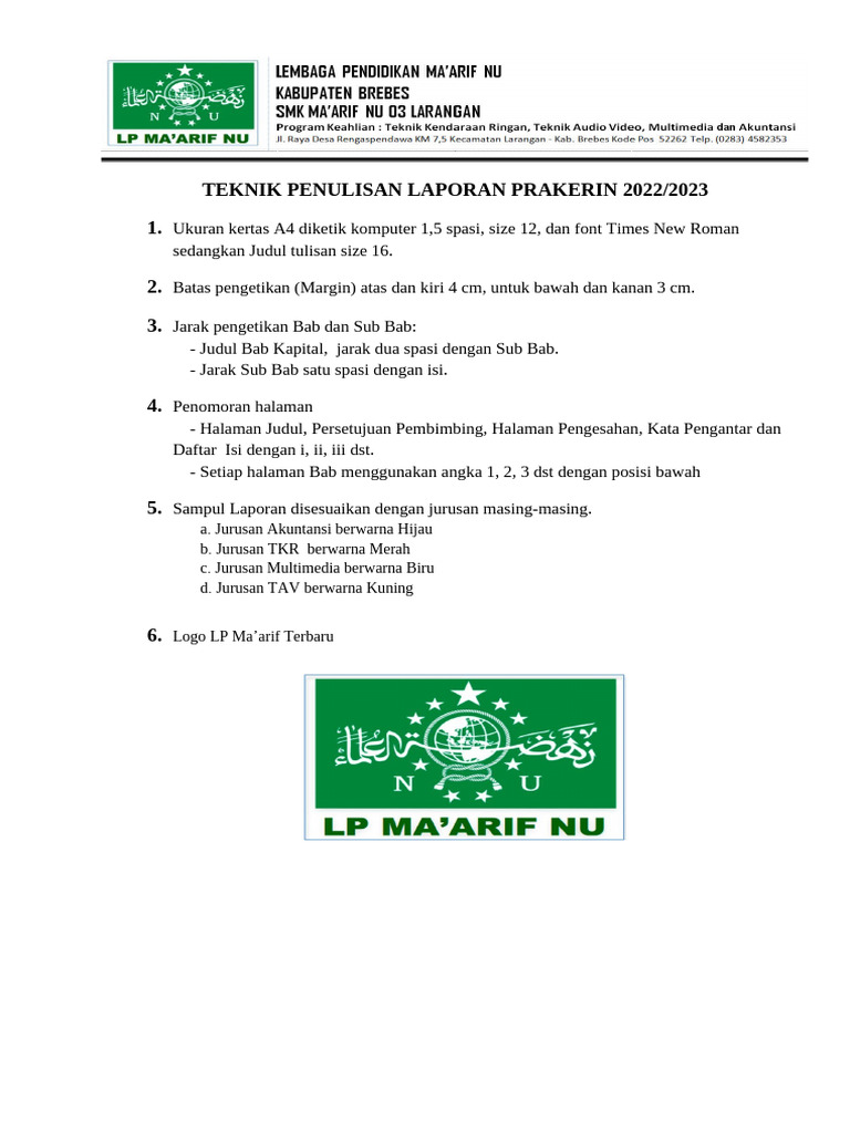 Teknik Penulisan Laporan Prakerin | PDF