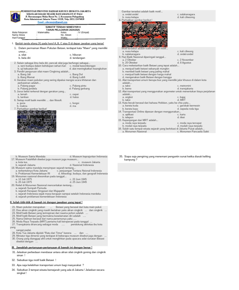STS PLBJ Kelas IV SMT 2 | PDF