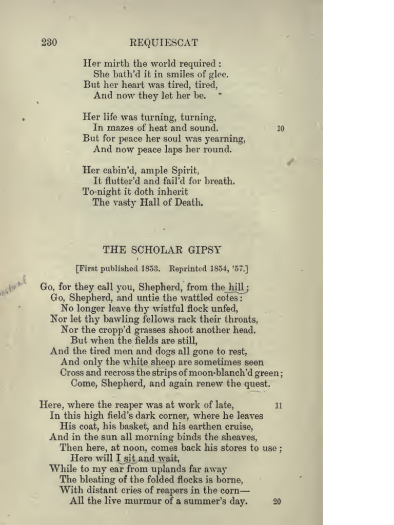 The Text of Scholar Gypsy | PDF