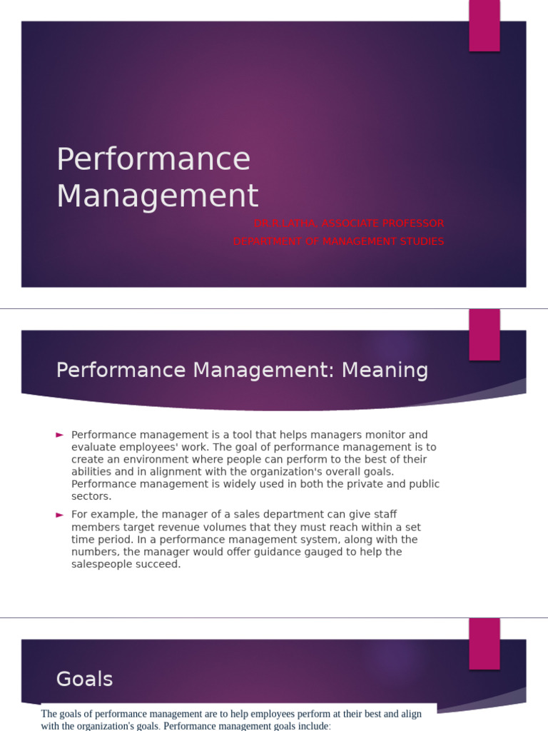 Performance Management PPT | PDF | Performance Appraisal | Goal