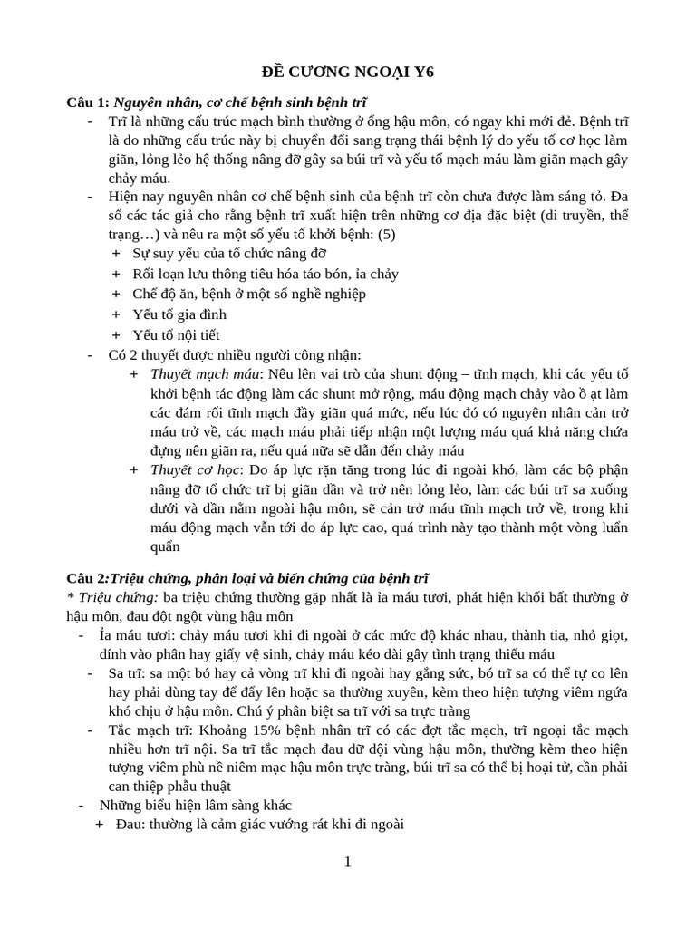 ĐỀ-CƯƠNG-NGOẠI-Y6 | PDF