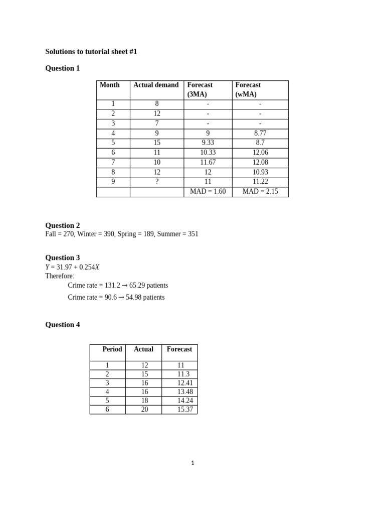 Tutorial Sheet #1 - Solution | PDF