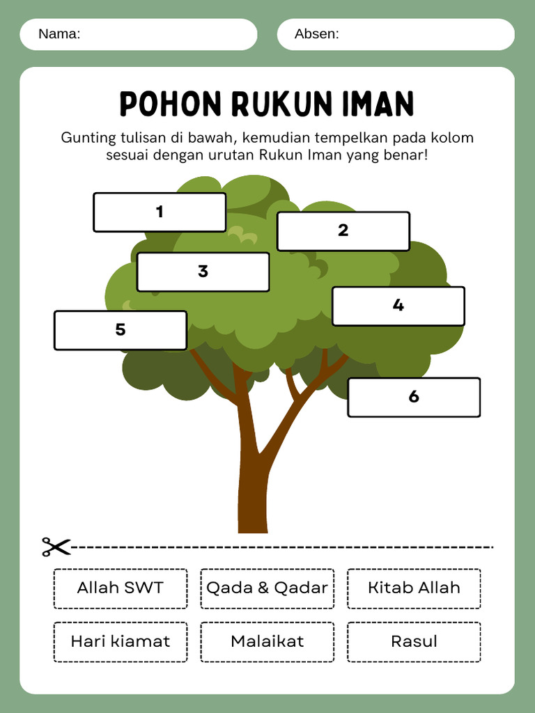 LKPD Kelas I - Pohon Rukun Iman | PDF