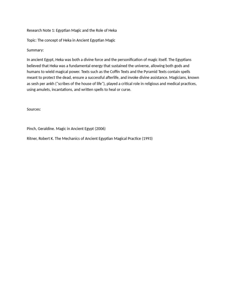 Egyptian Magic and the Role of Heka | PDF