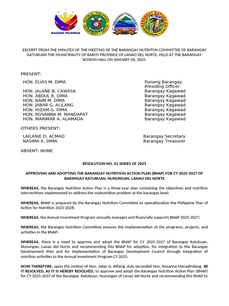 BNAP Adoption Resolution | PDF