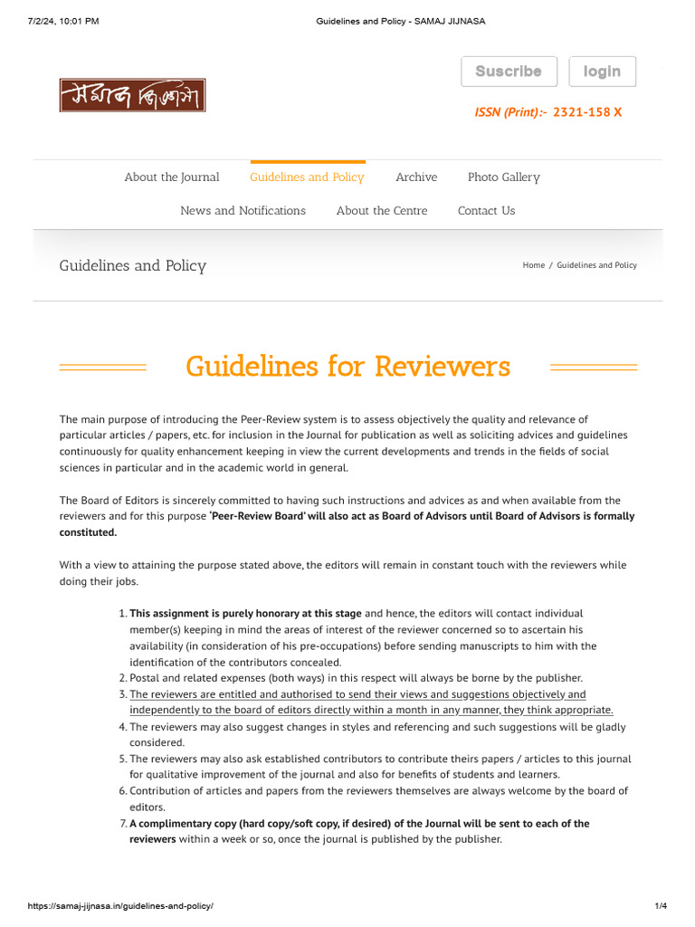 Guidelines and Policy - SAMAJ JIJNASA | PDF | Citation | Written ...
