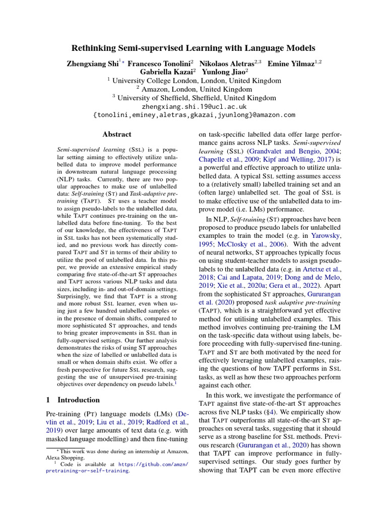 Semi Supervised Learning Langauge Model | PDF | Cognitive Science | Behavior Modification