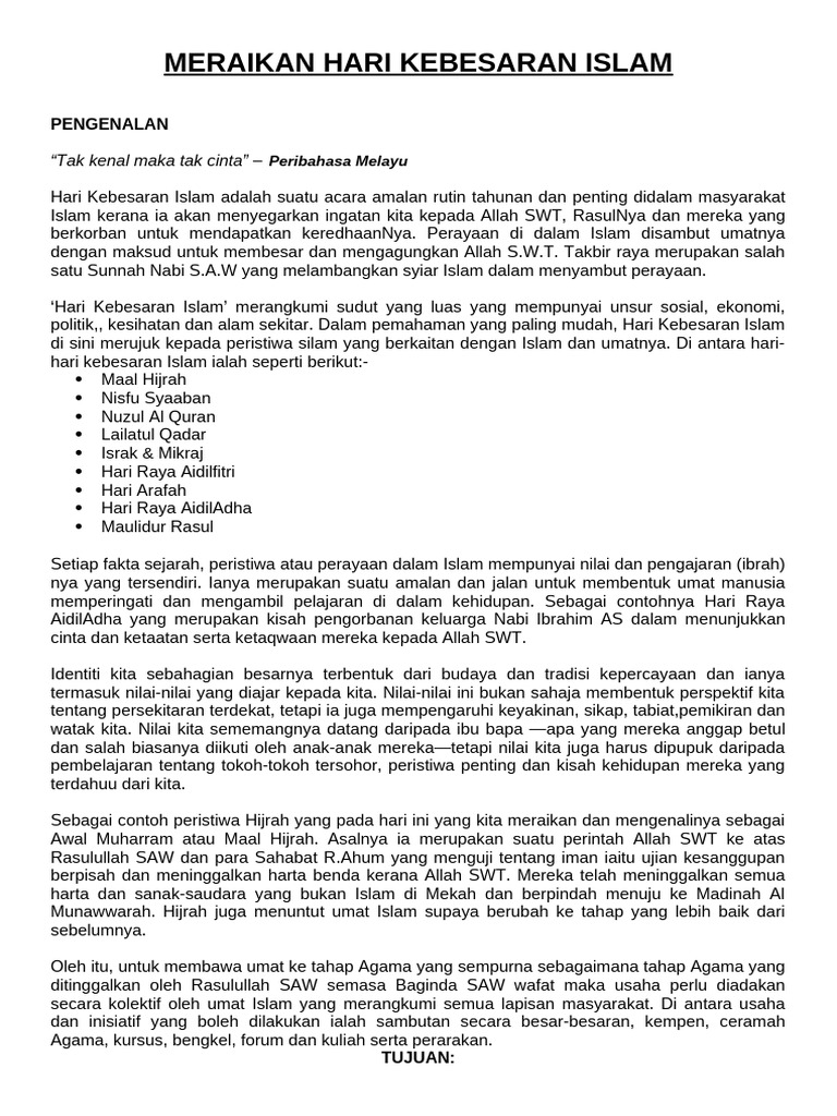 2024 05 16 Kepentingan Meraikan Hari Kebesaran Islam | PDF