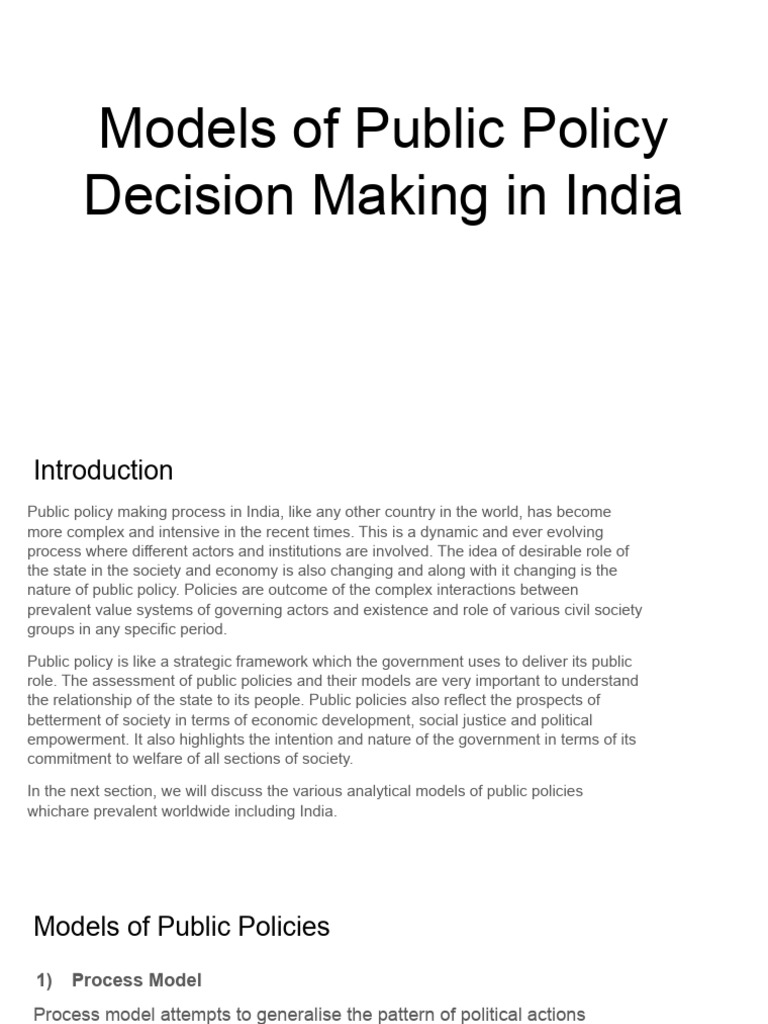 Public Policy Models in India | PDF | Decision Making | Policy
