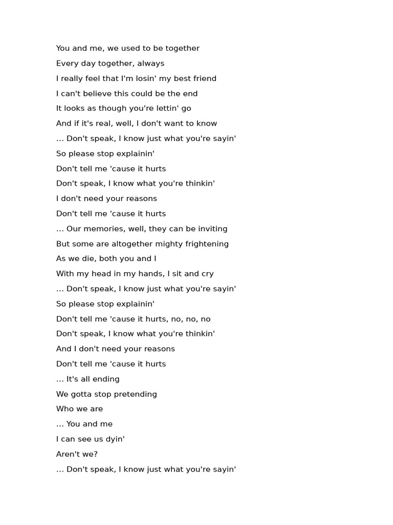 Dont Speak-No Doubt | PDF